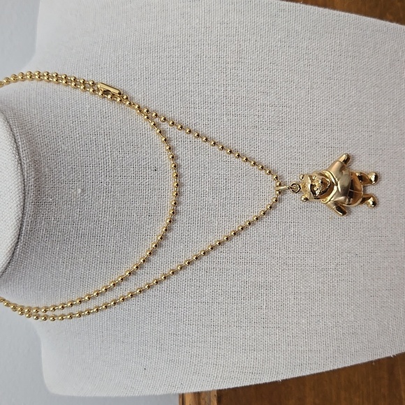 Disney | Jewelry | Disney Winnie The Pooh Articulated Gold Tone Pendant ...